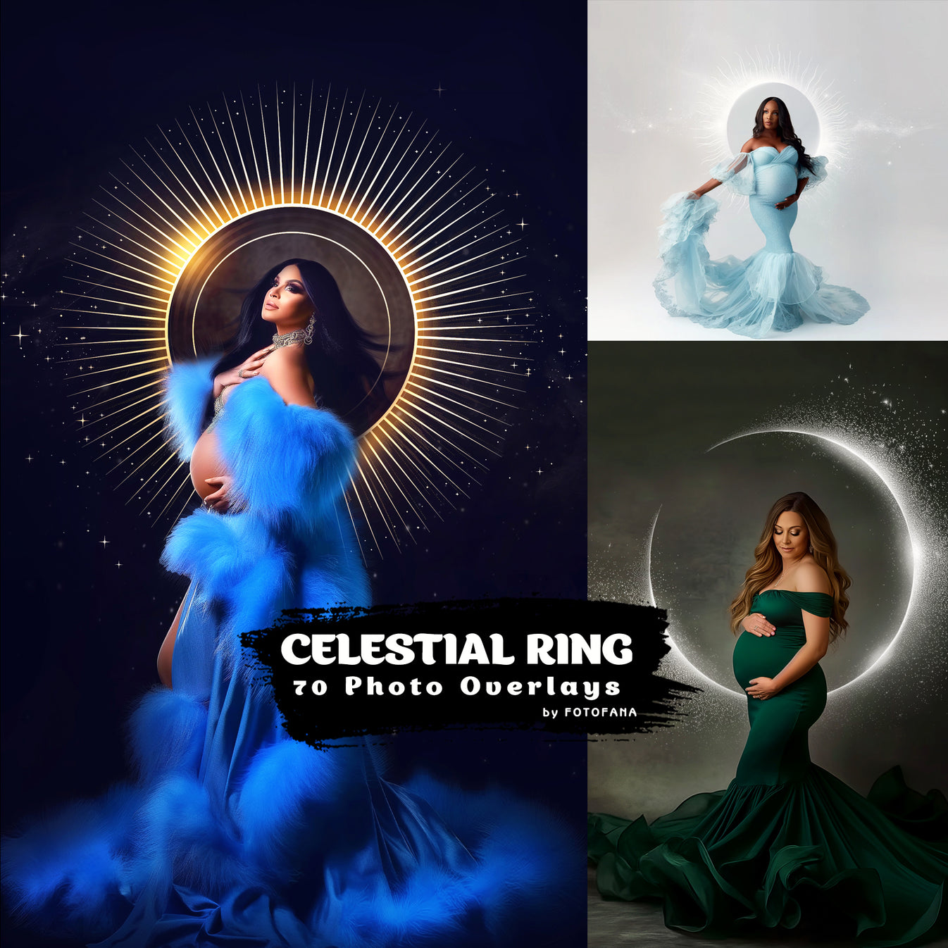 Golden Maternity Rings Overlays Circle Halo Maternity Light Ring Frame ...