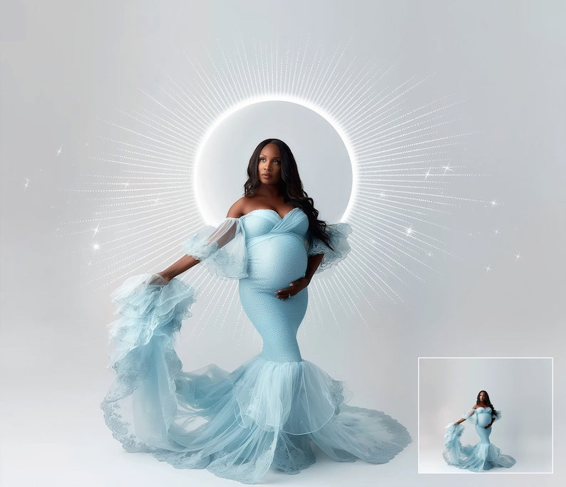 Golden Maternity Rings Overlays Circle Halo Maternity Light Ring Frame ...